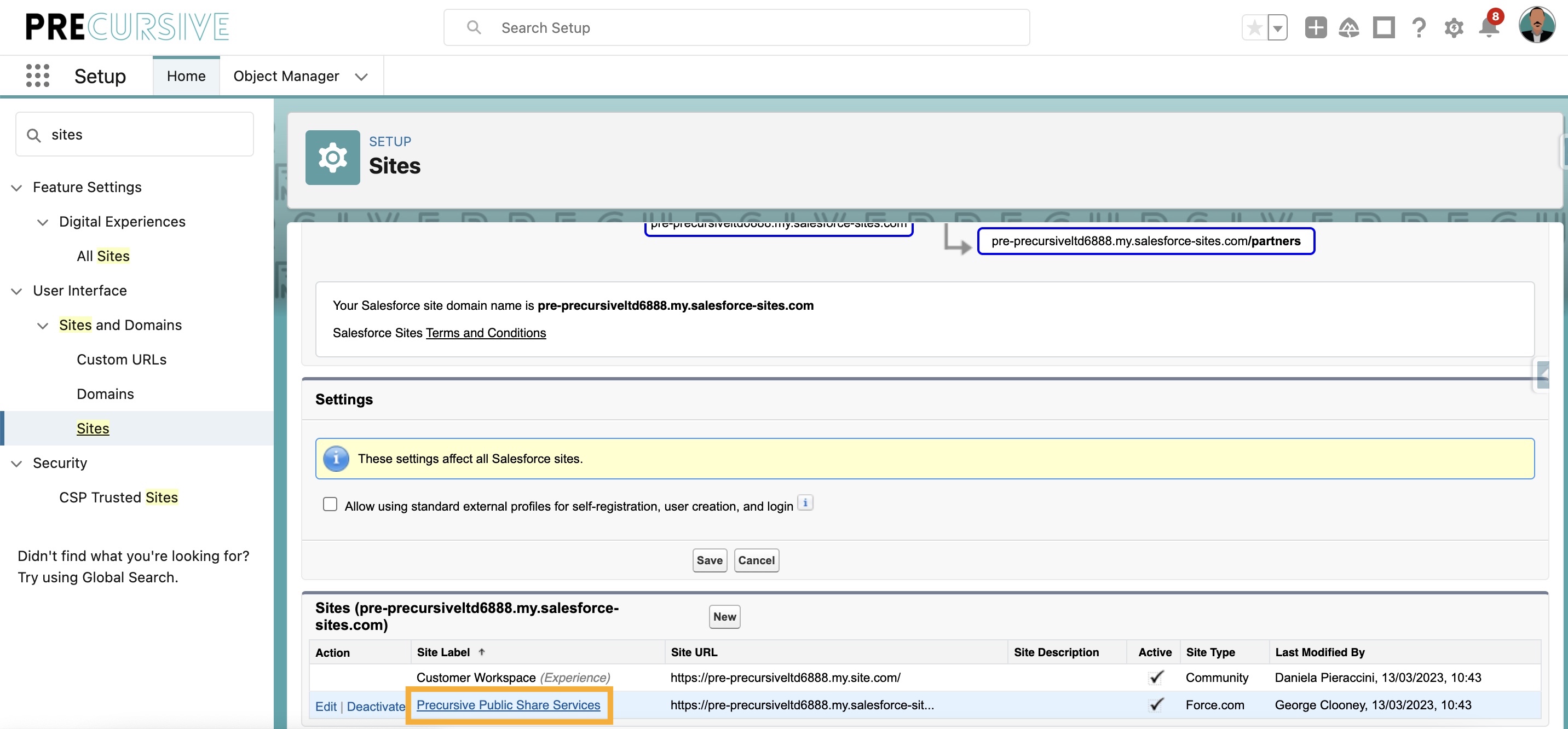 Set-up External sharing — Knowledge Base — Precursive