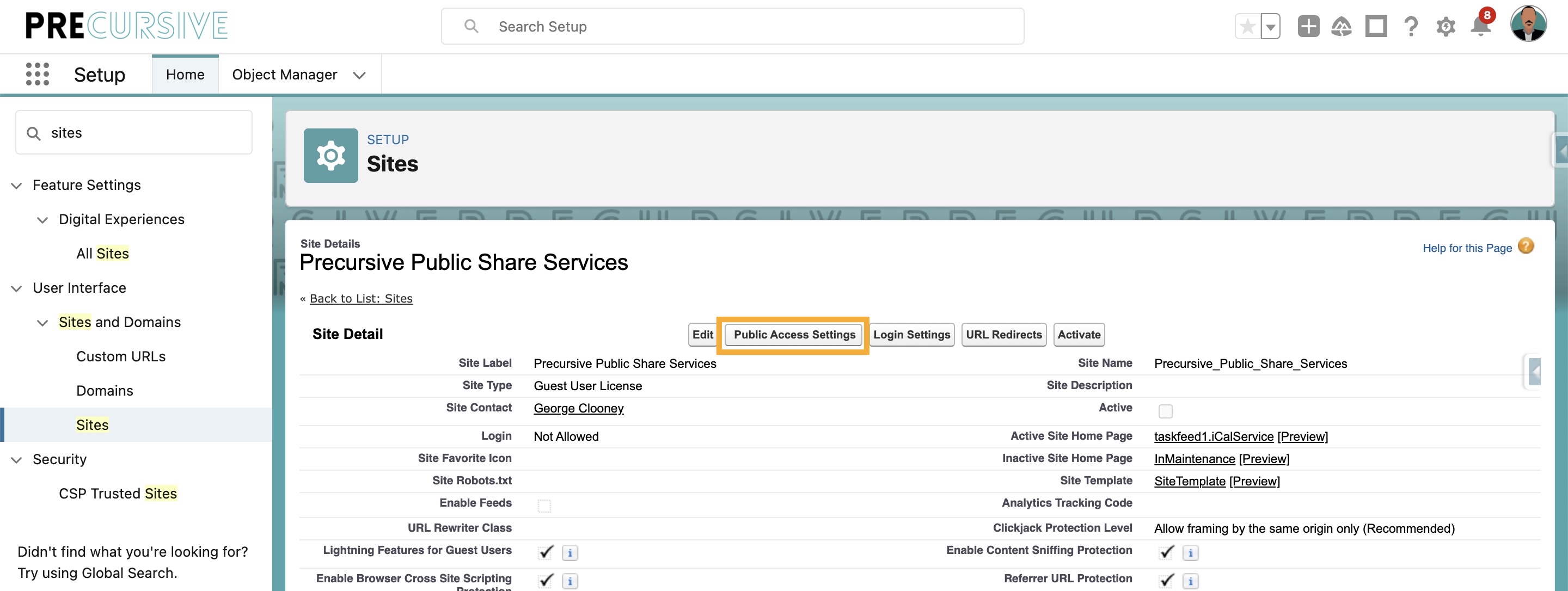 Set-up External sharing — Knowledge Base — Precursive