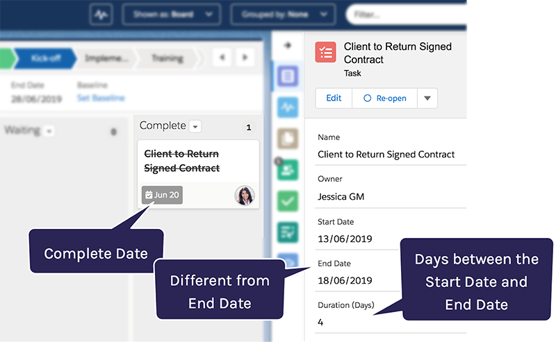 (OBX) Recalculate Tasks' End Date to reflect the Complete Date — Knowledge Base — Precursive